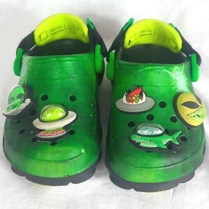 CROCS | Shoes | Crocs Toddler Sandals Size 7 C Green Aliens Sharks With ...